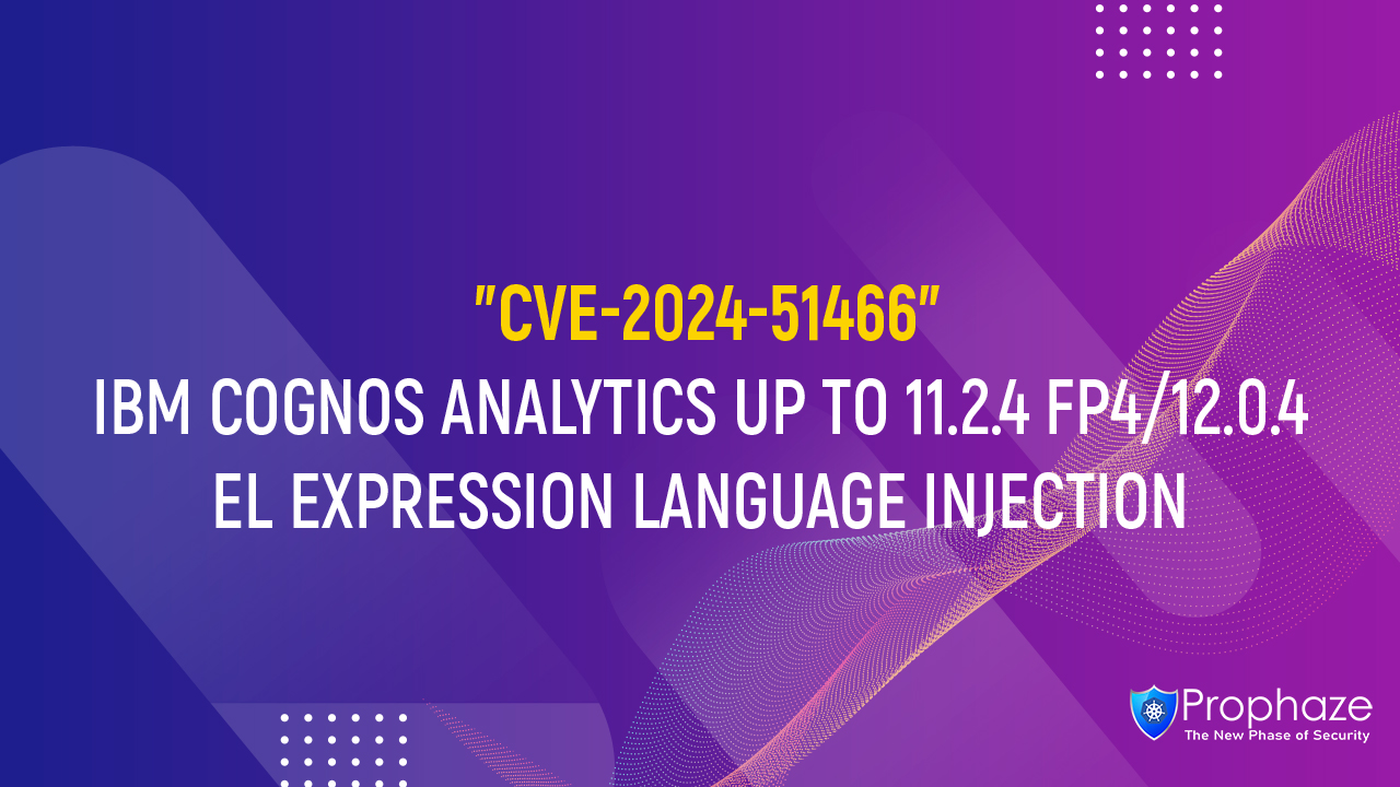 CVE-2024-51466 : IBM COGNOS ANALYTICS UP TO 11.2.4 FP4/12.0.4 EL EXPRESSION LANGUAGE INJECTION ...